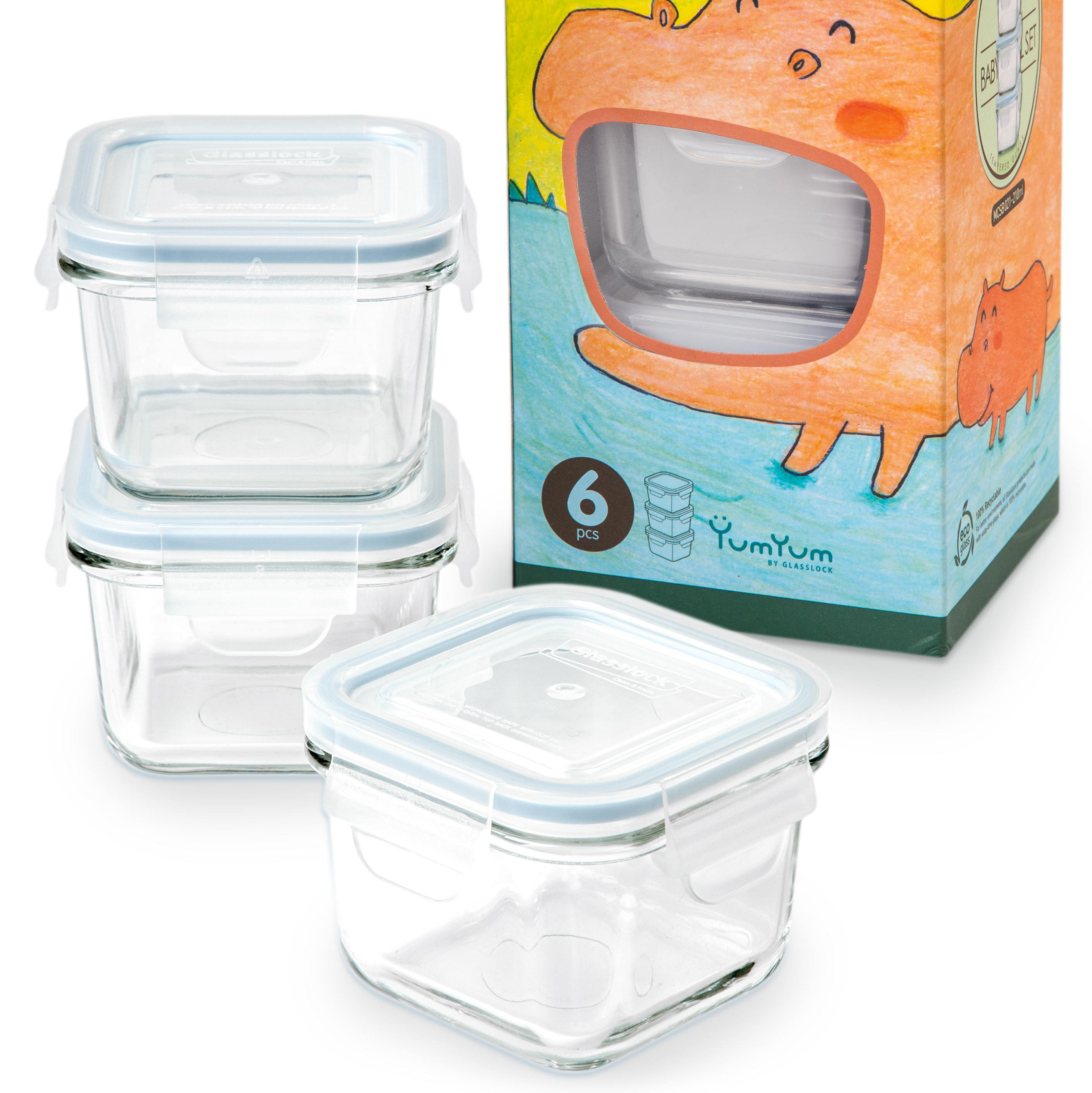 Glasslock Yum Yum Square Baby 0.886 Cup Food Storage Container ...