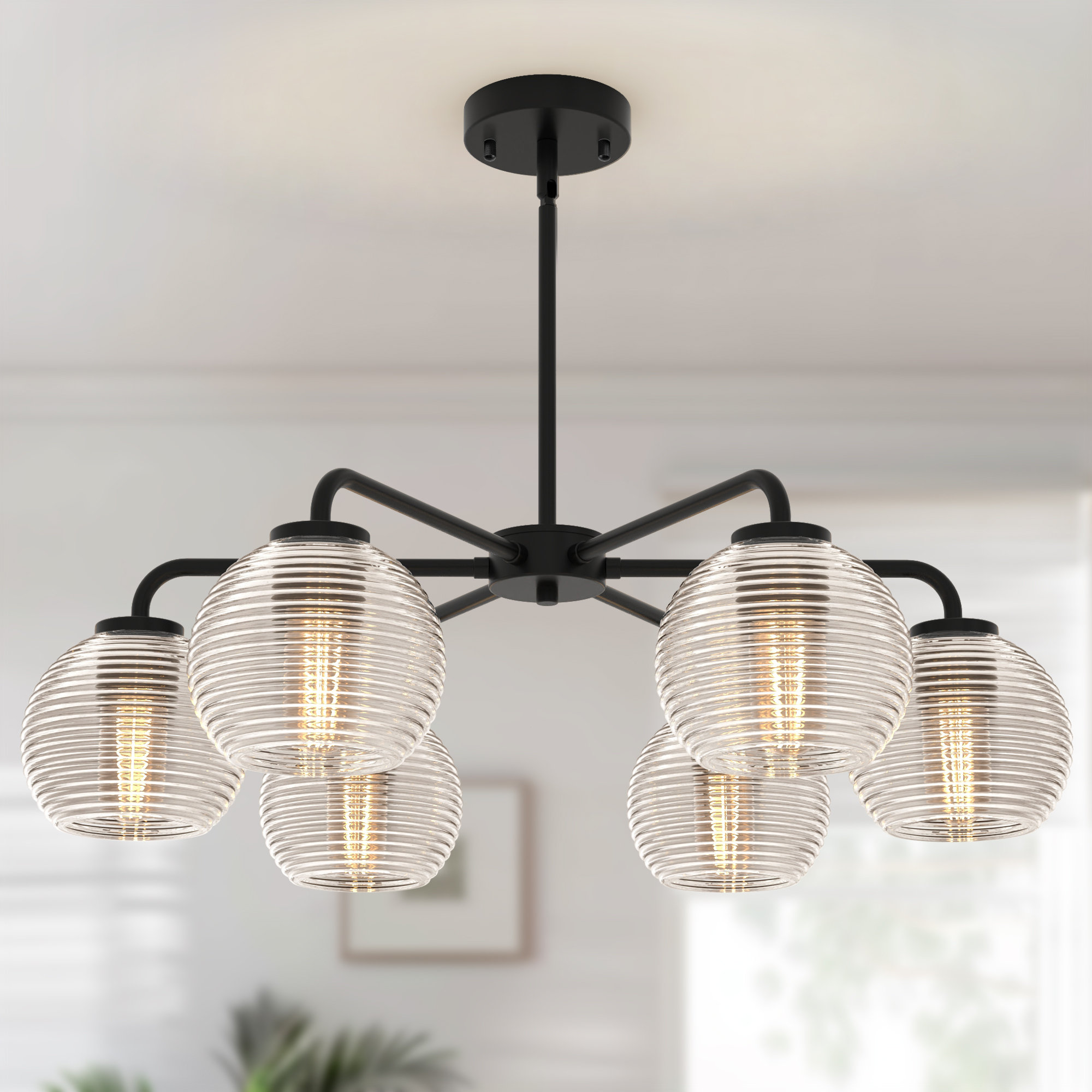 Ebern Designs Chmura 6-Light Flush Mounted Pendant Lighting Chandelier ...