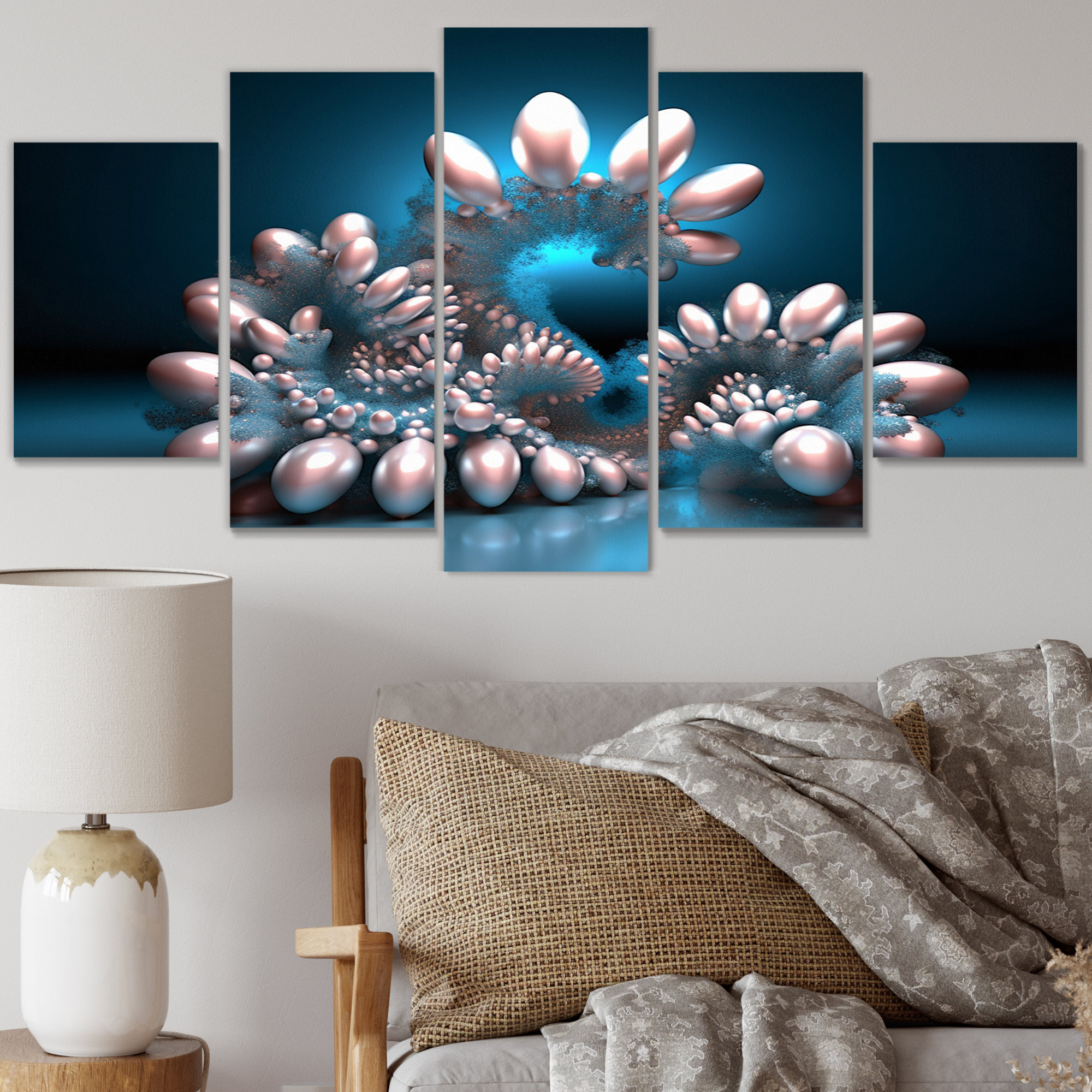 Design Art Fractal 3D Universe In Futuristic Blue - Fractals Canvas Art ...