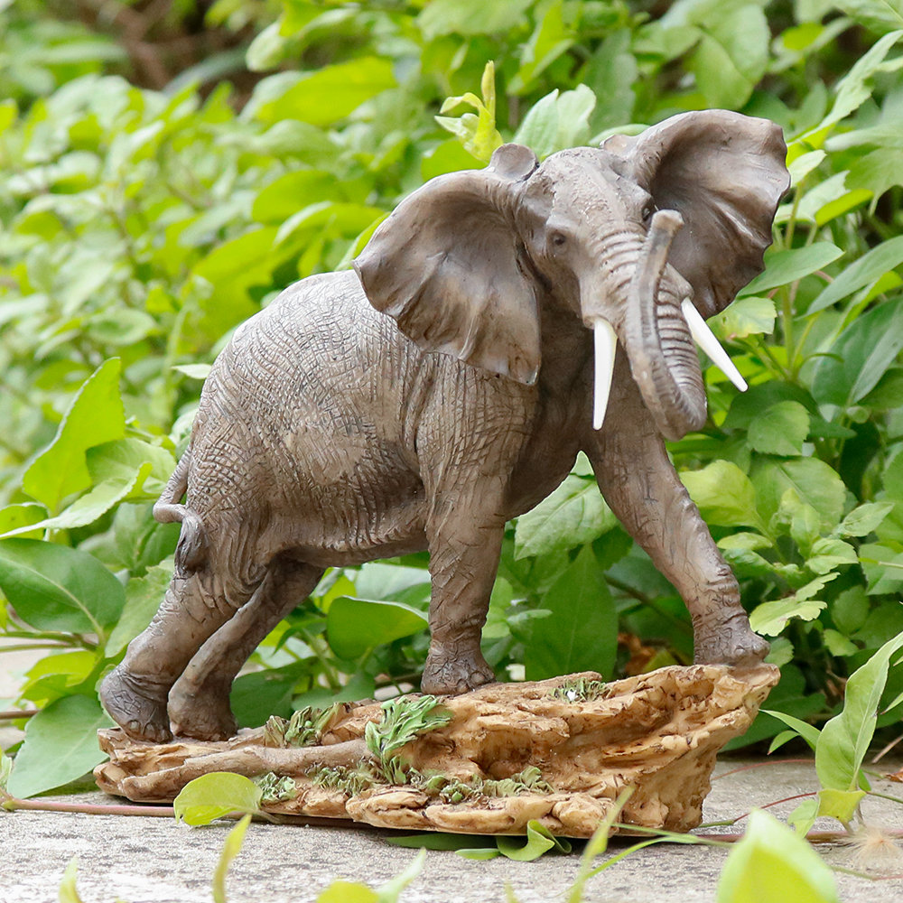 Dakota Fields Realistic African Elephant Resin Statue - 10.03in Indoor ...