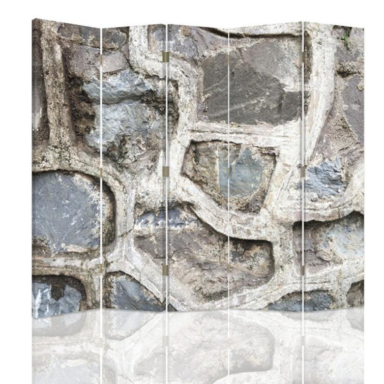 Williston Forge Canvas Stone Wall 3 5 Panel Room Divider | Wayfair.co.uk