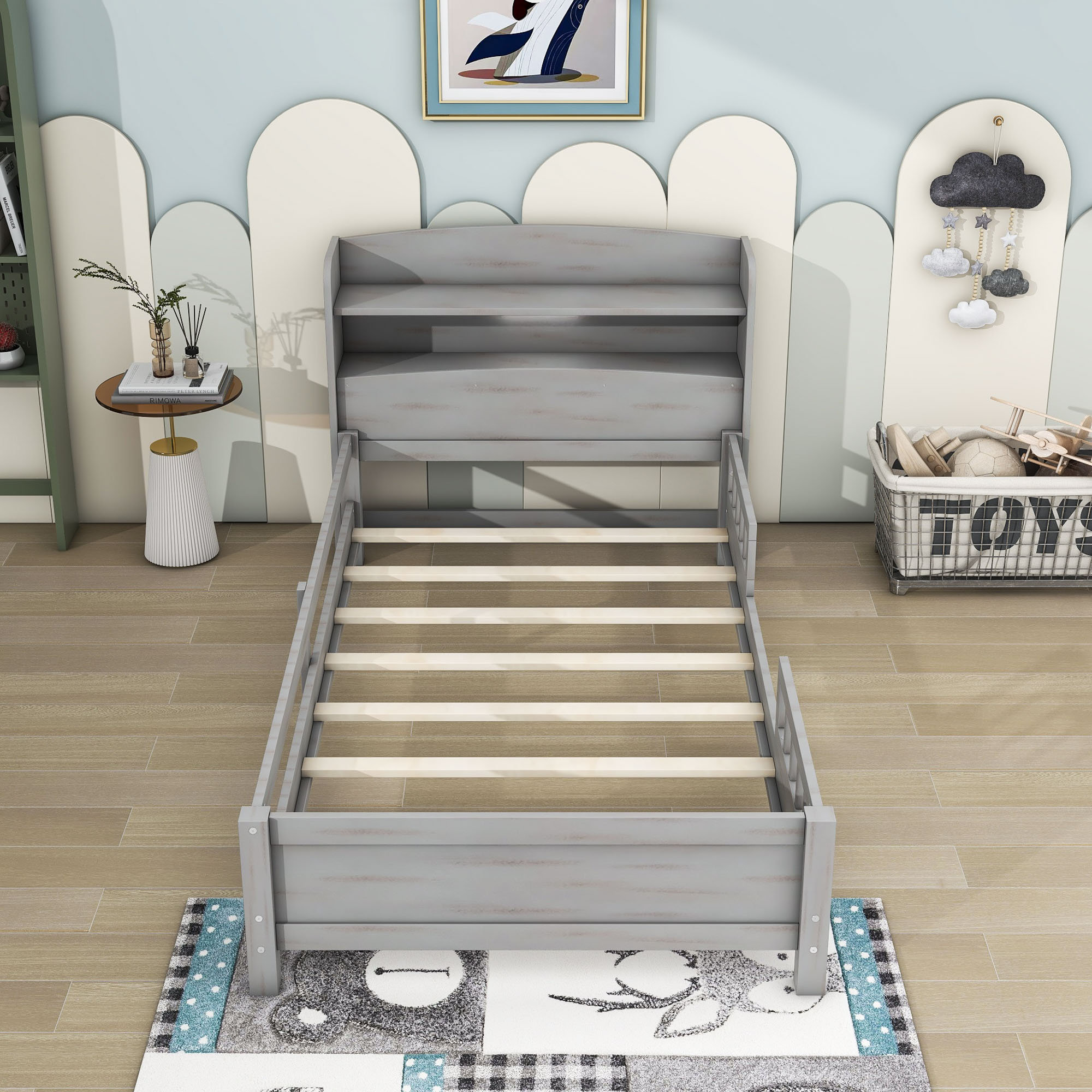 Red Barrel Studio Low Profile Wood Platform Bed with Built-in LED Light ...