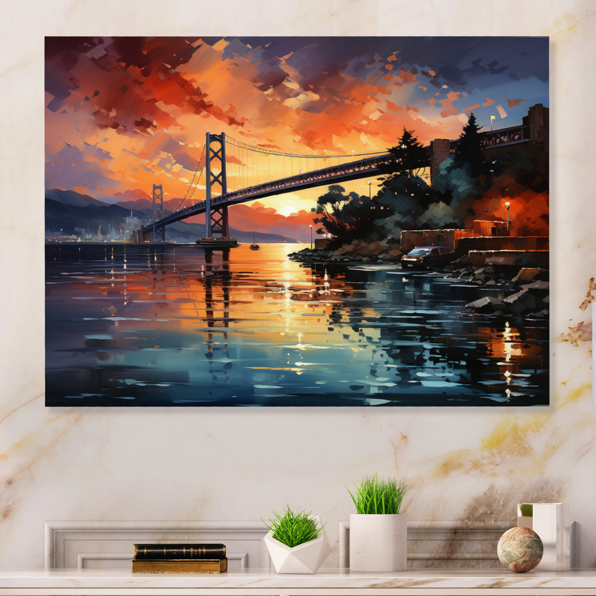 Wade Logan® Pink Bridge Twilight Passage II - Unframed Print on Metal ...
