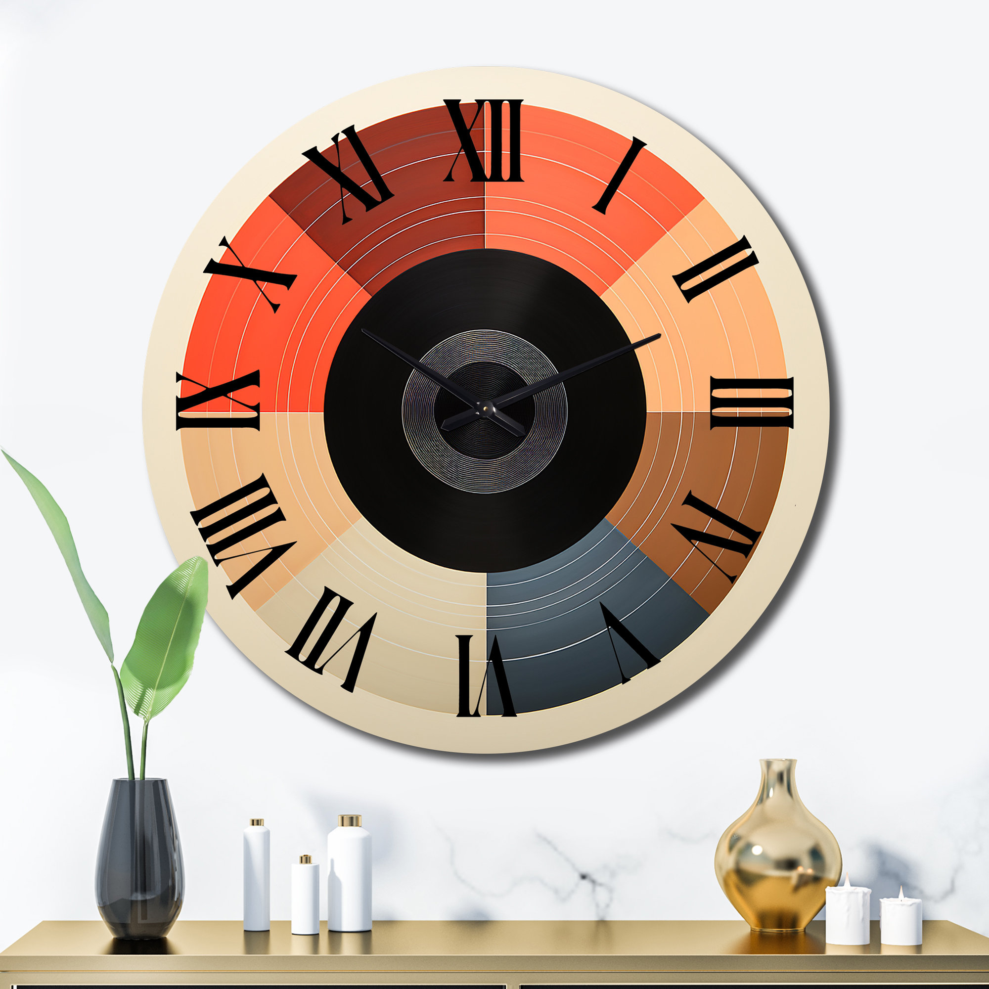 Latitude Run® Colorful Retro Vinyl IV - Vinyl Records Wall Clock | Wayfair