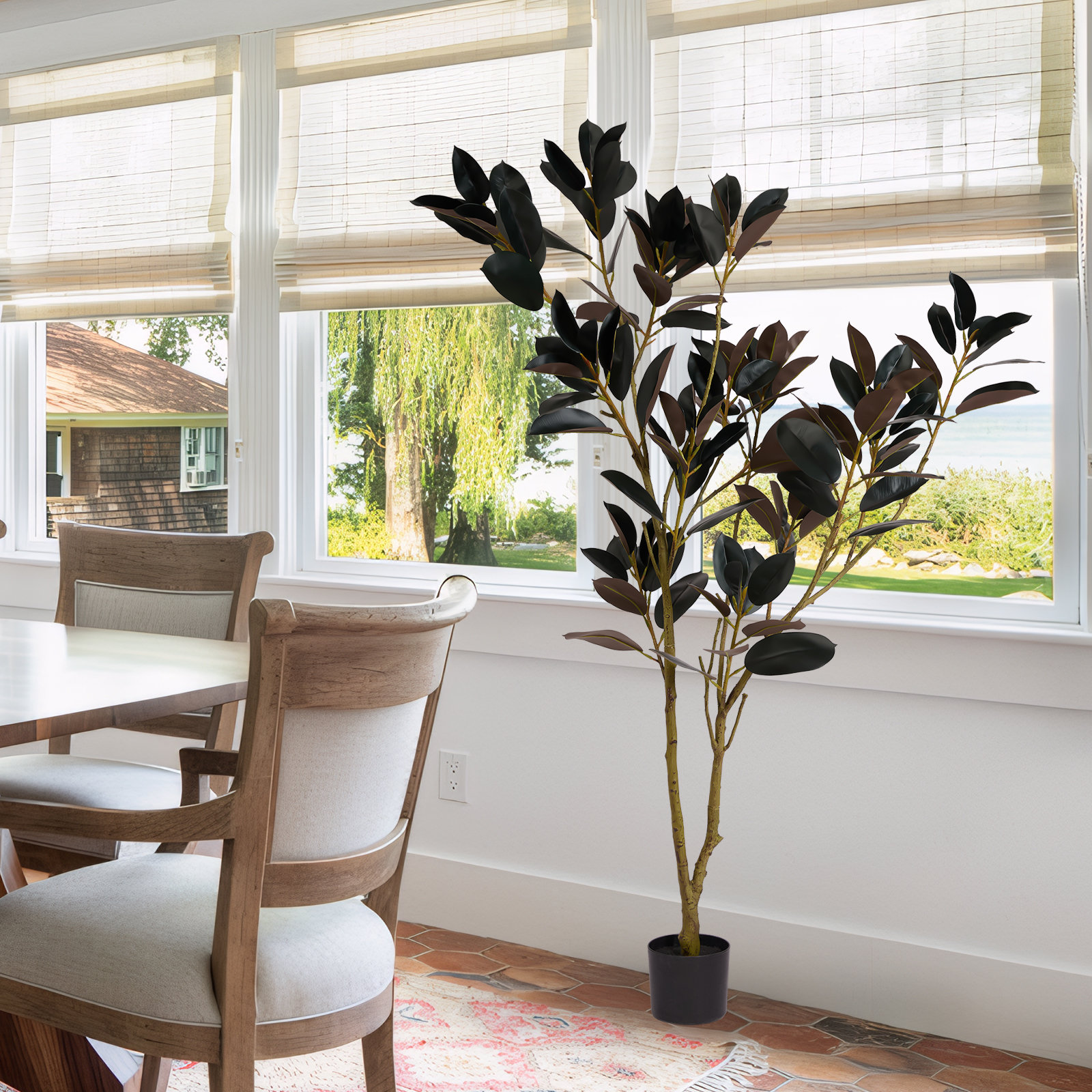 Ivy Bronx Artificial Double Rod Purple Black Plant (1pcs/set) | Wayfair