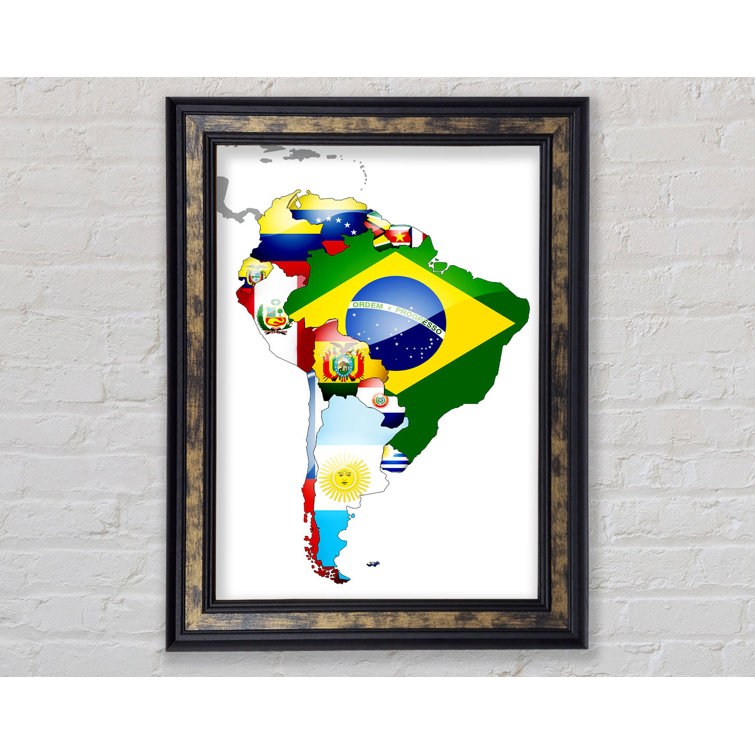 Bright Star South America Flag Map - Single Picture Frame Art Prints ...
