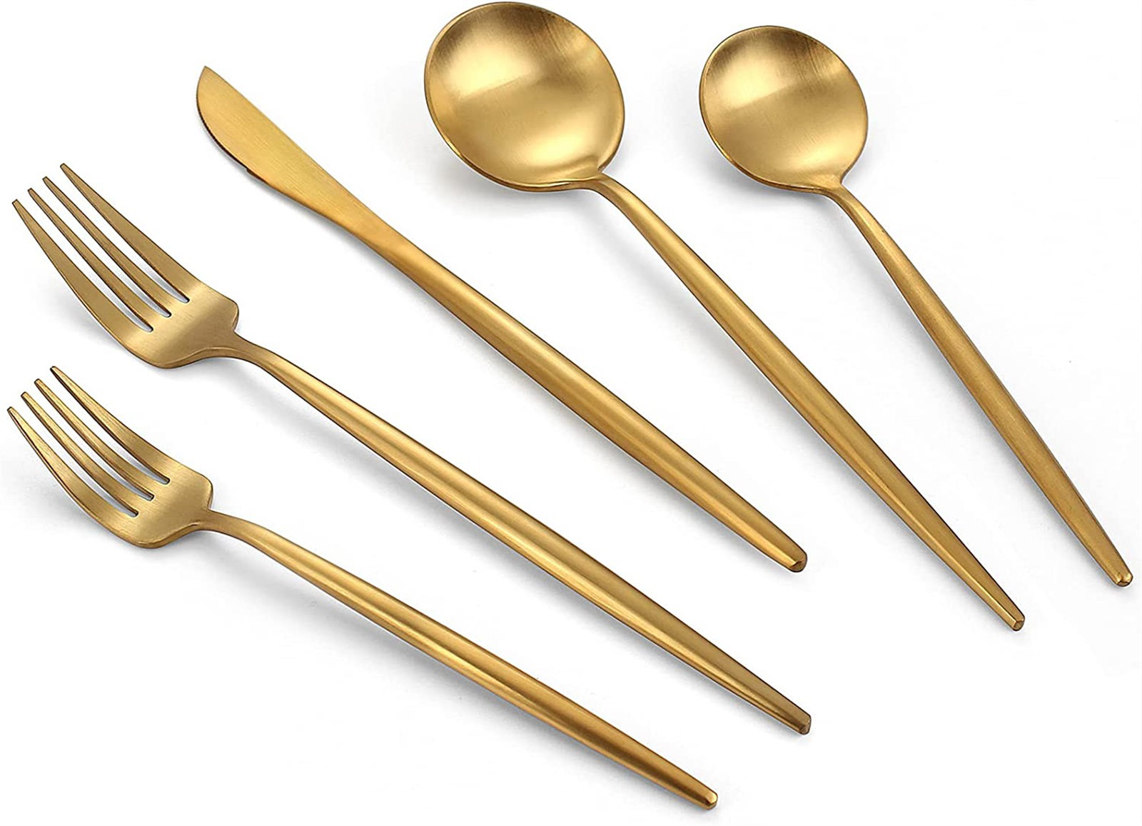 Mercer41 Matte Gold Silverware Set, 20-Piece Stainless Steel Flatware ...