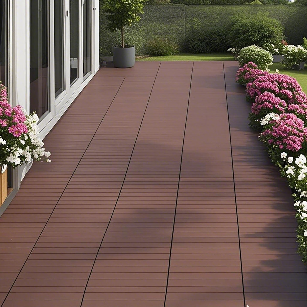 BIYUHIU 44-Pack Interlocking Deck Tiles, 12"x12" Outdoor Plastic Floor ...