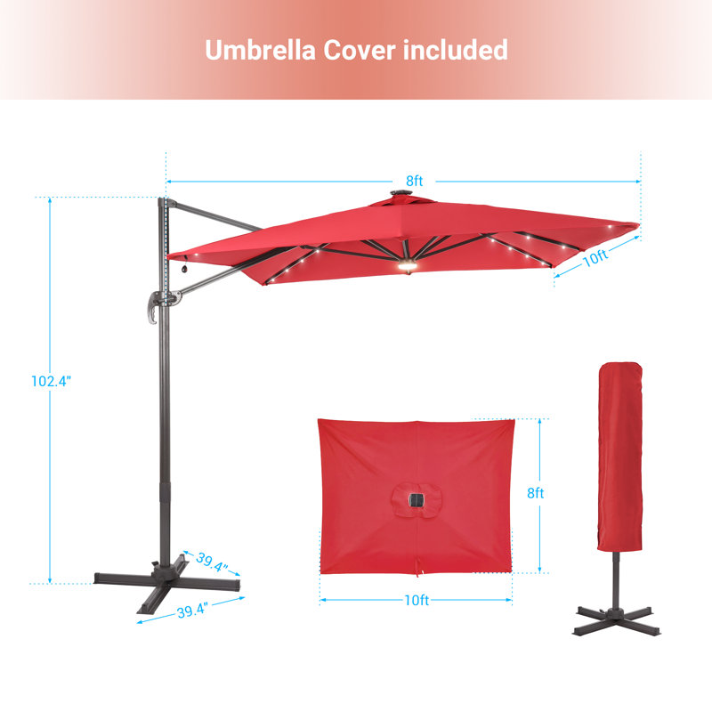 Arlmont & Co. Rinna 120'' x 96'' Rectangular Lighted Cantilever ...