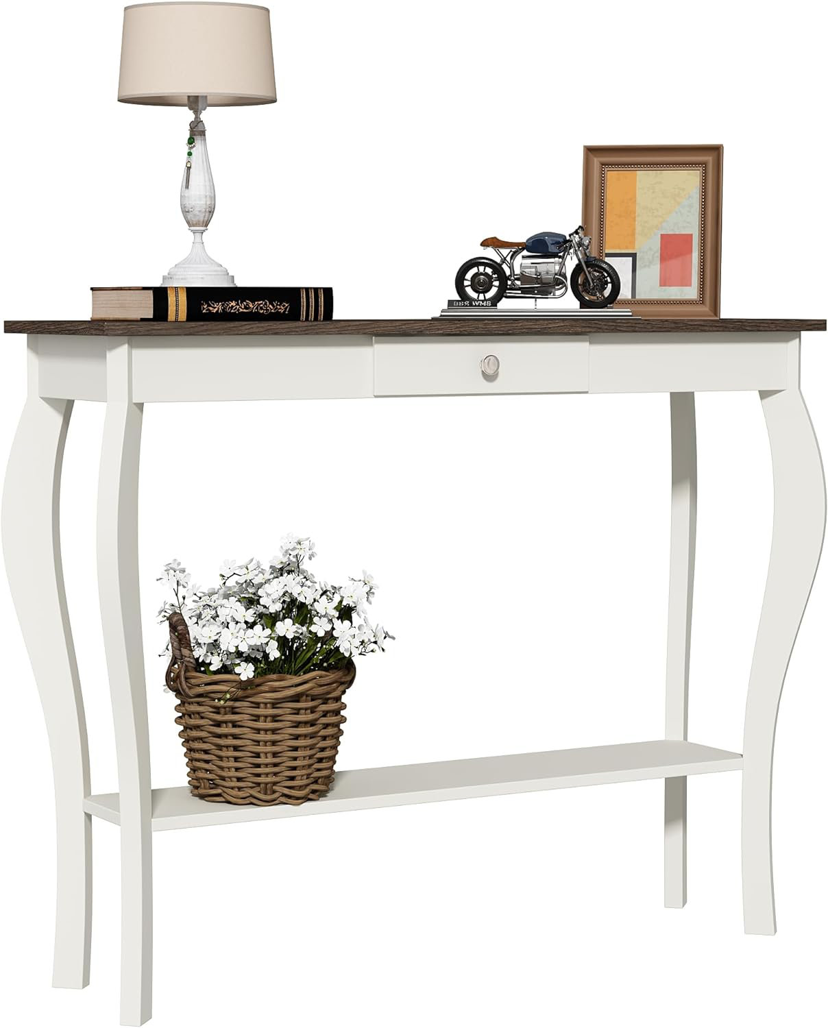 Ophelia & Co. Narrow Farmhouse Console Table With Drawer, Chic Sofa ...