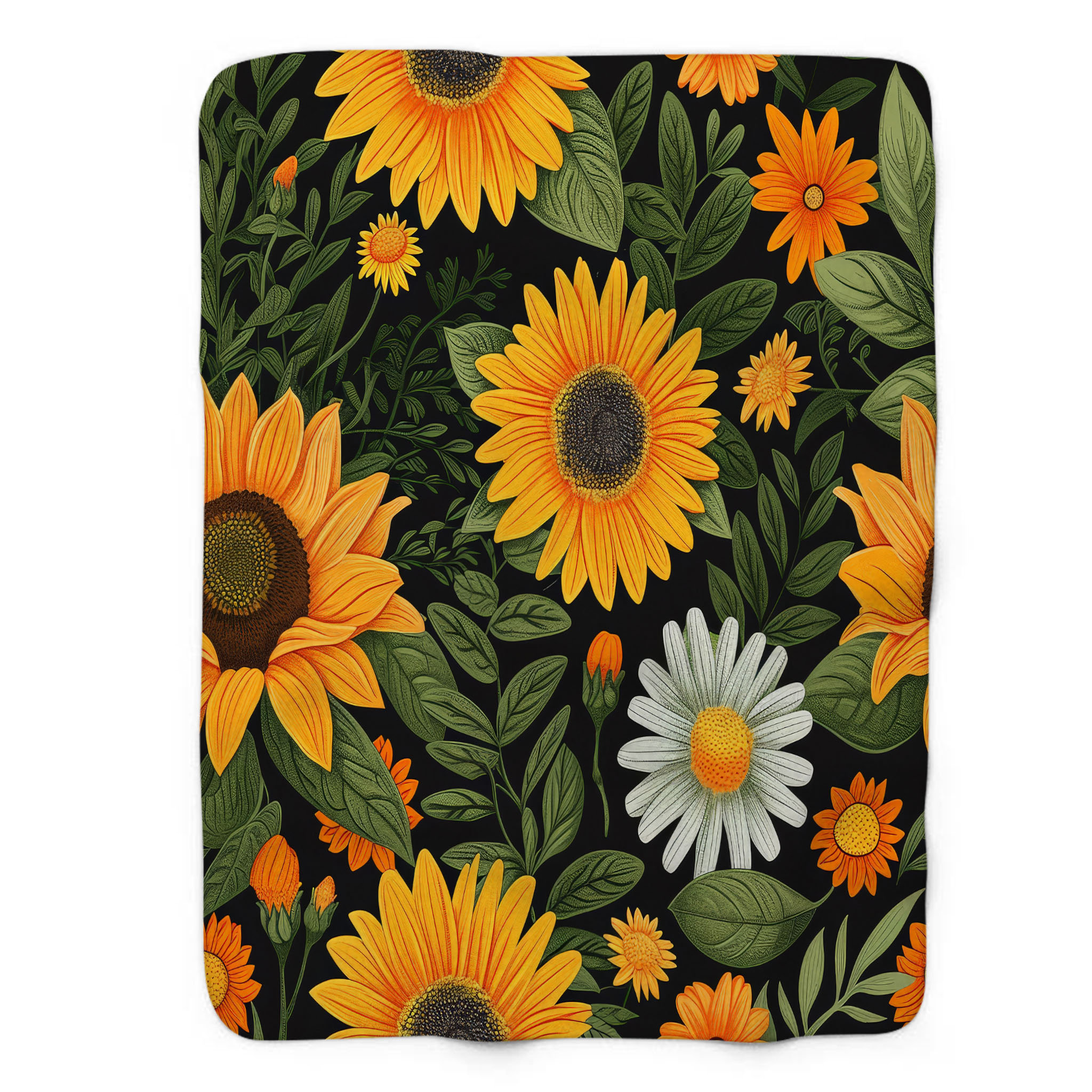 MentionedYou Vibrant Marigold Sunflowers - 1 Piece Premium Sher Blanket ...
