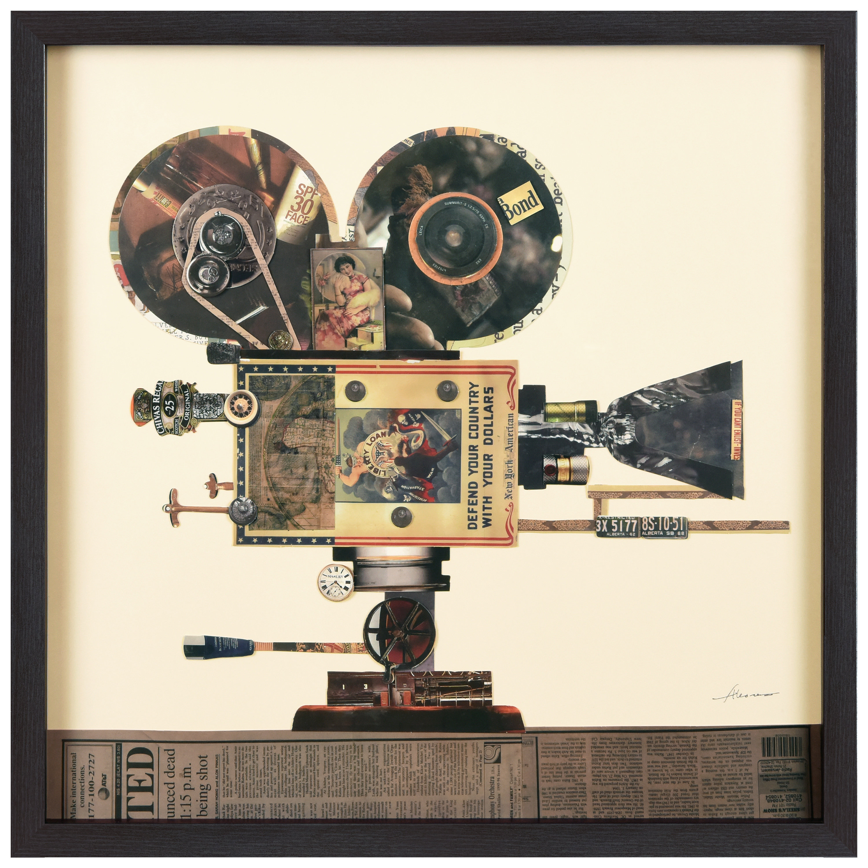 Williston Forge 'Antique Film Projector' Dimensional Art Collage Under ...