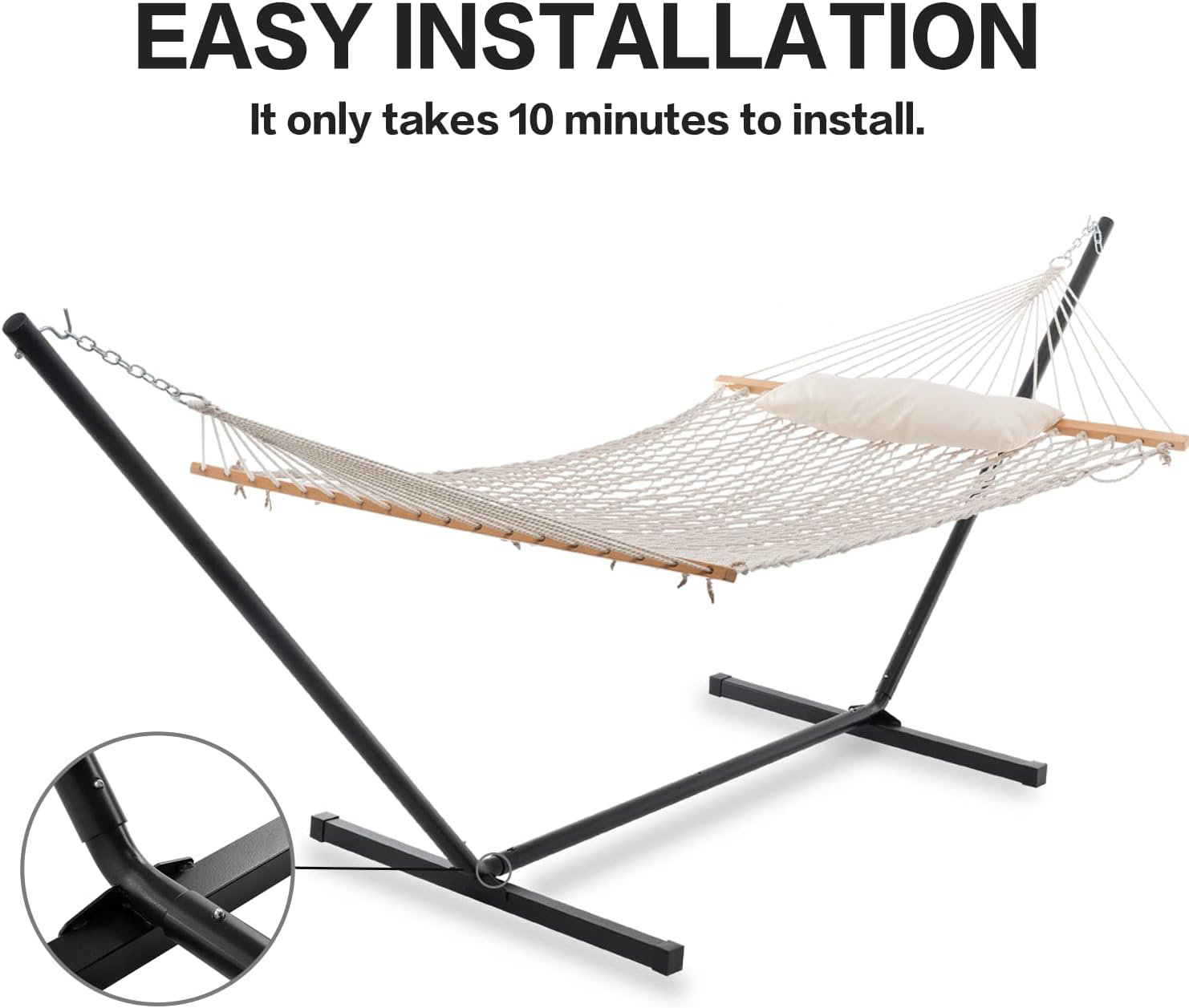 Arlmont & Co. Double Rope Hammock With Stand, 12Ft Heavy Duty Steel ...