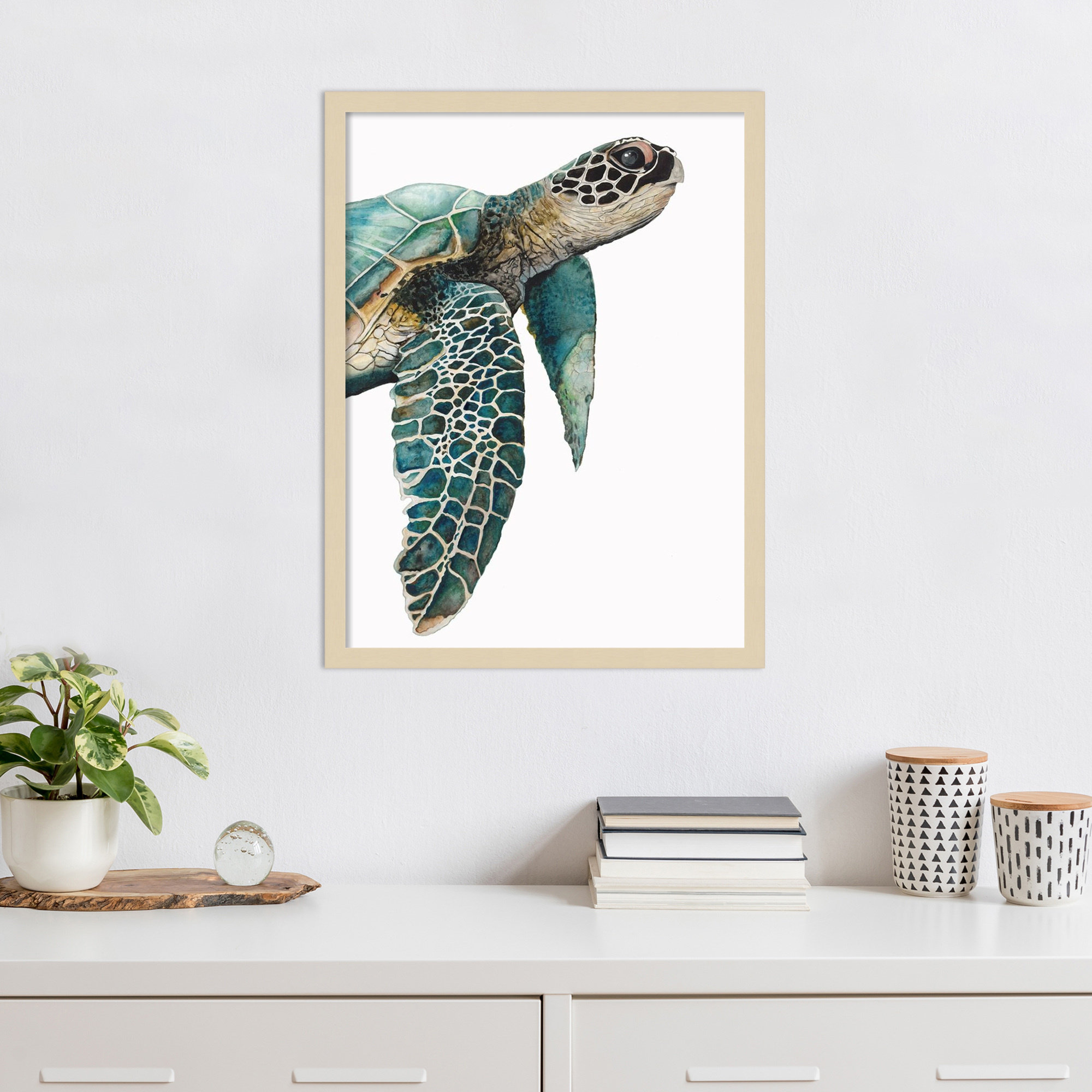 Bay Isle Home™ Great Sea Turtle by Jodi Hatfield Wood Framed Wall Art Print | Wayfair