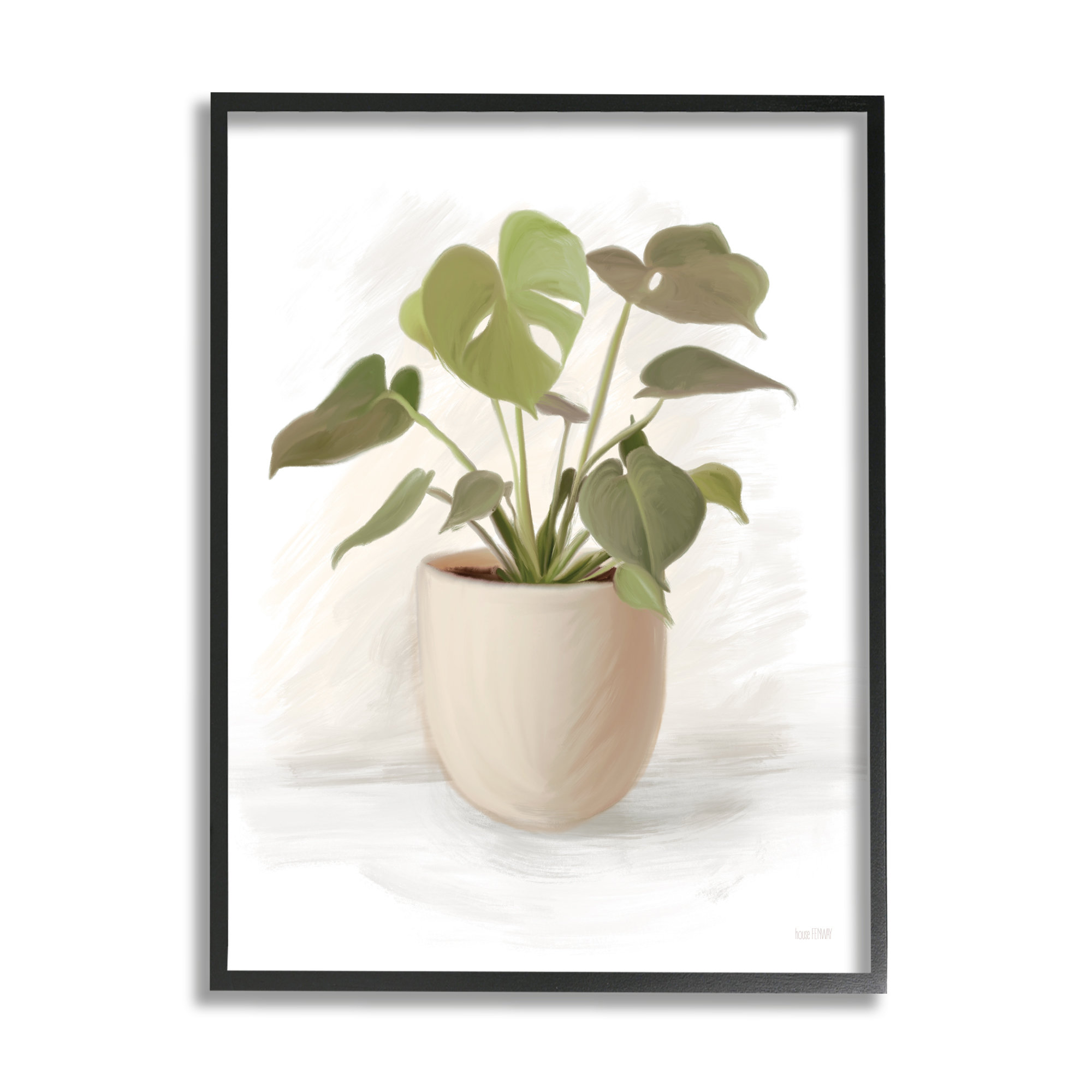 Stupell Industries Monstera House Plant Potted Vase Framed Giclee ...