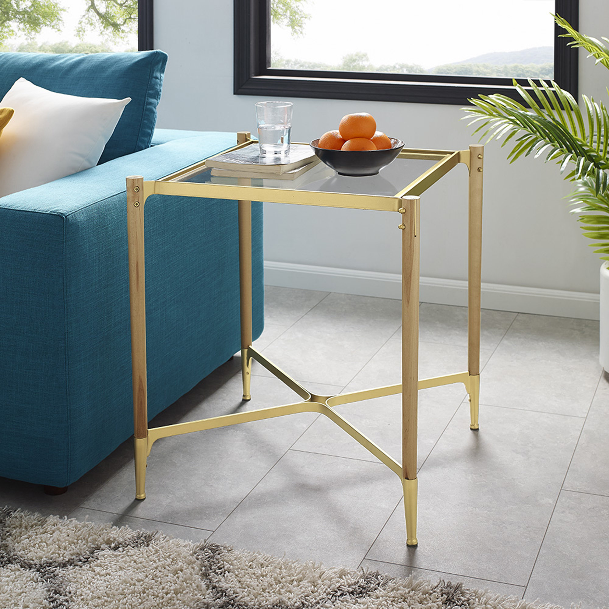 Wrought Studio Glass Top End Table | Wayfair