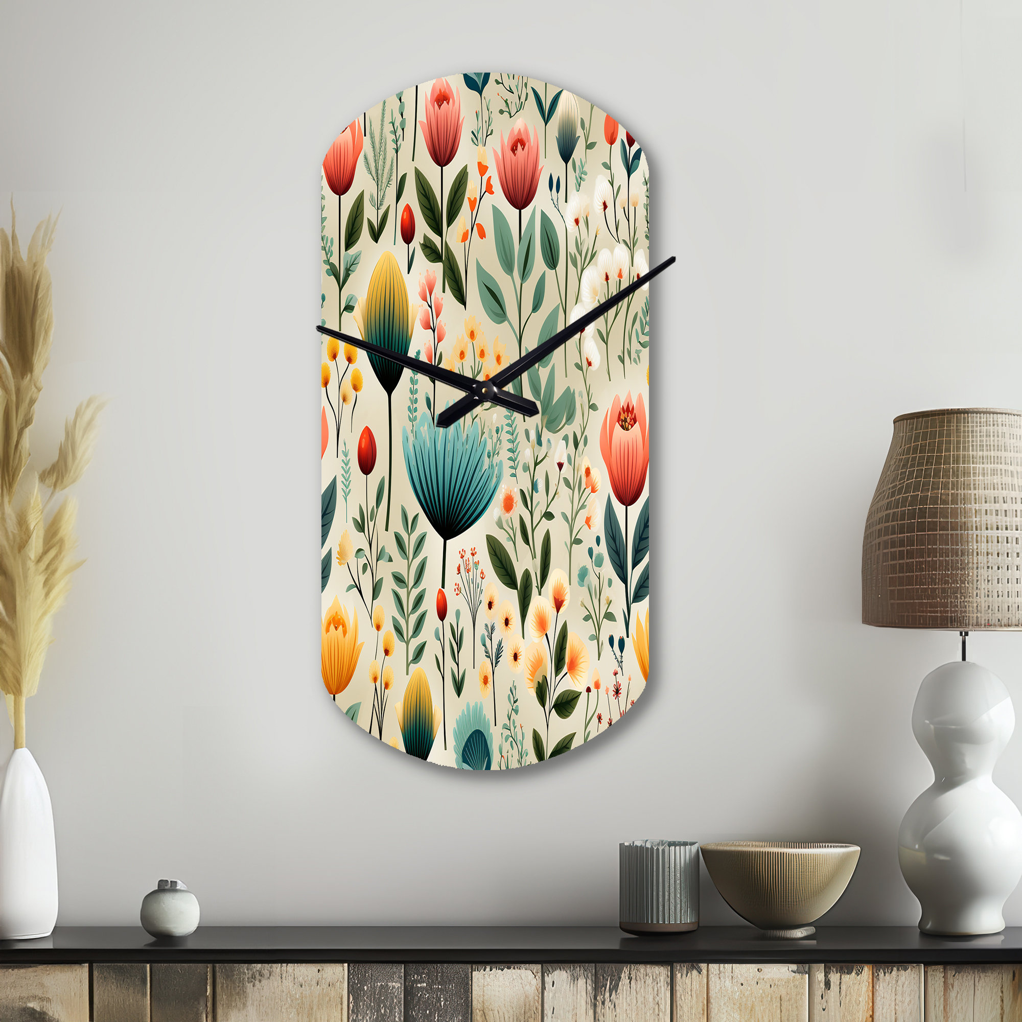 Design Art Gardens - Plants Irregular Shape Metal Clocks, Boho ...