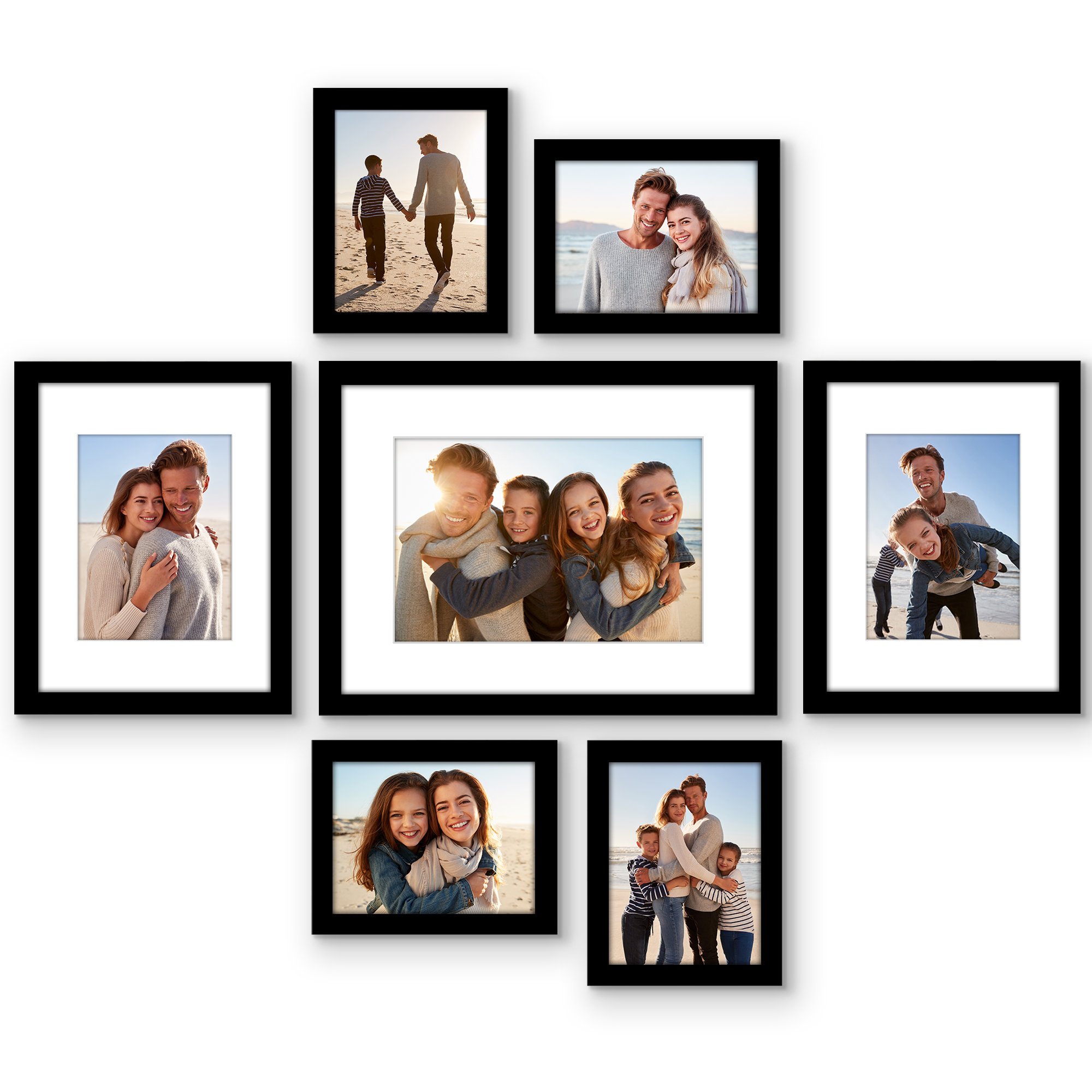 Americanflat 7 Piece Gallery Wall Frame Set (1) 12x16 (2) 9x12 (4) 6x8 ...