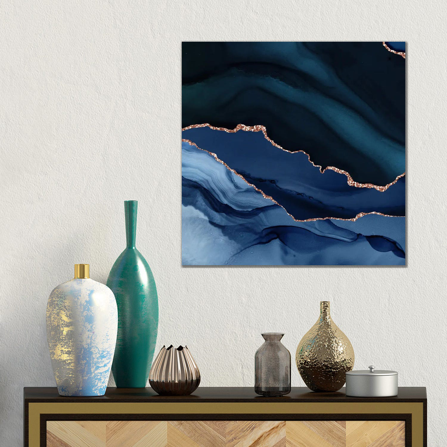 Mercer41 Navy Rose Gold Agate Texture XII - Wall Art Print - Wrapped ...