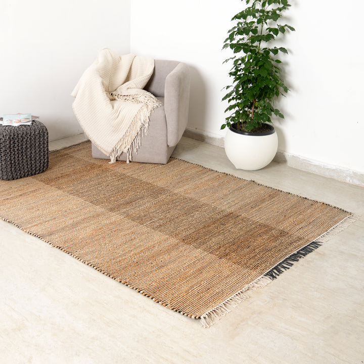 Latitude Vive Hand Woven Herringbone Block Rug | Cotton & Jute ...