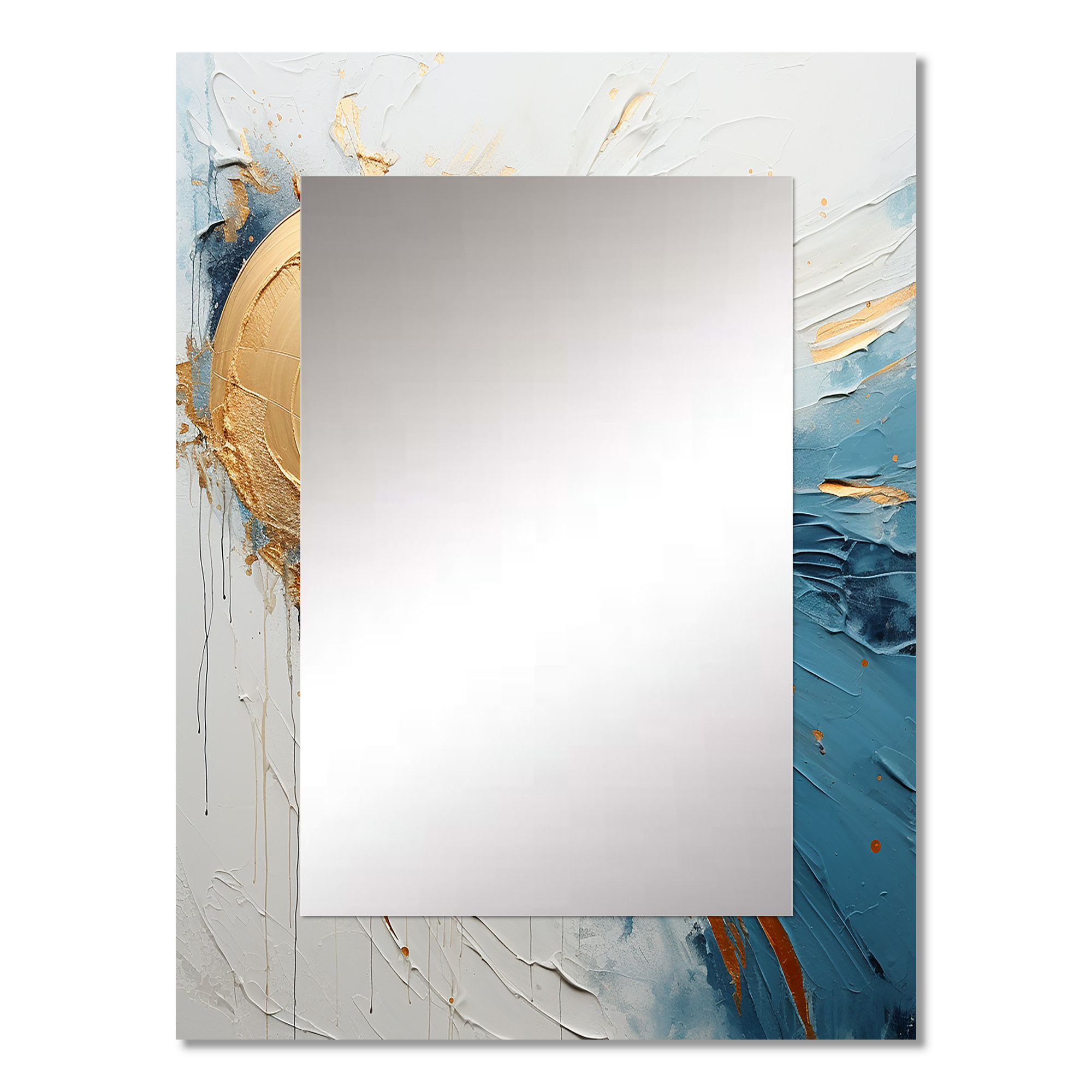 Ivy Bronx Gold And Blue Cosmic Paint - Abstract Painting Mirror, Modern ...