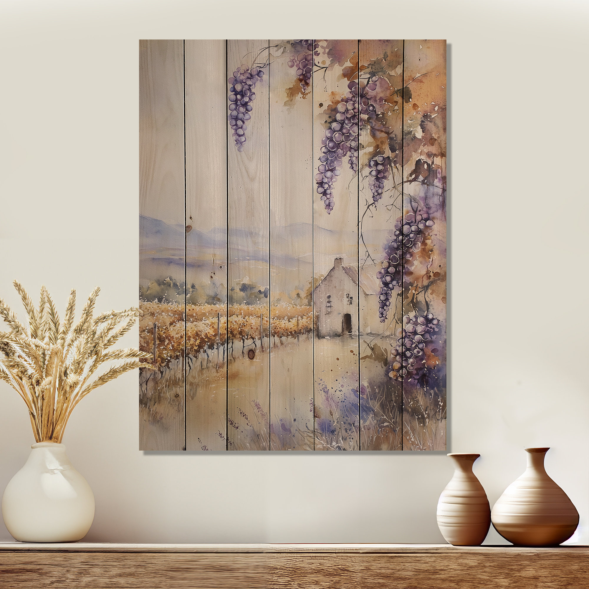 Ophelia & Co. Golden Vineyard In Italy II - Traditional Landscape Wood ...