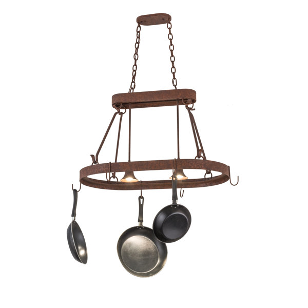 Meyda Lighting Rustic Lodge Metal Handcrafted Oval Hanging Pot Rack ...