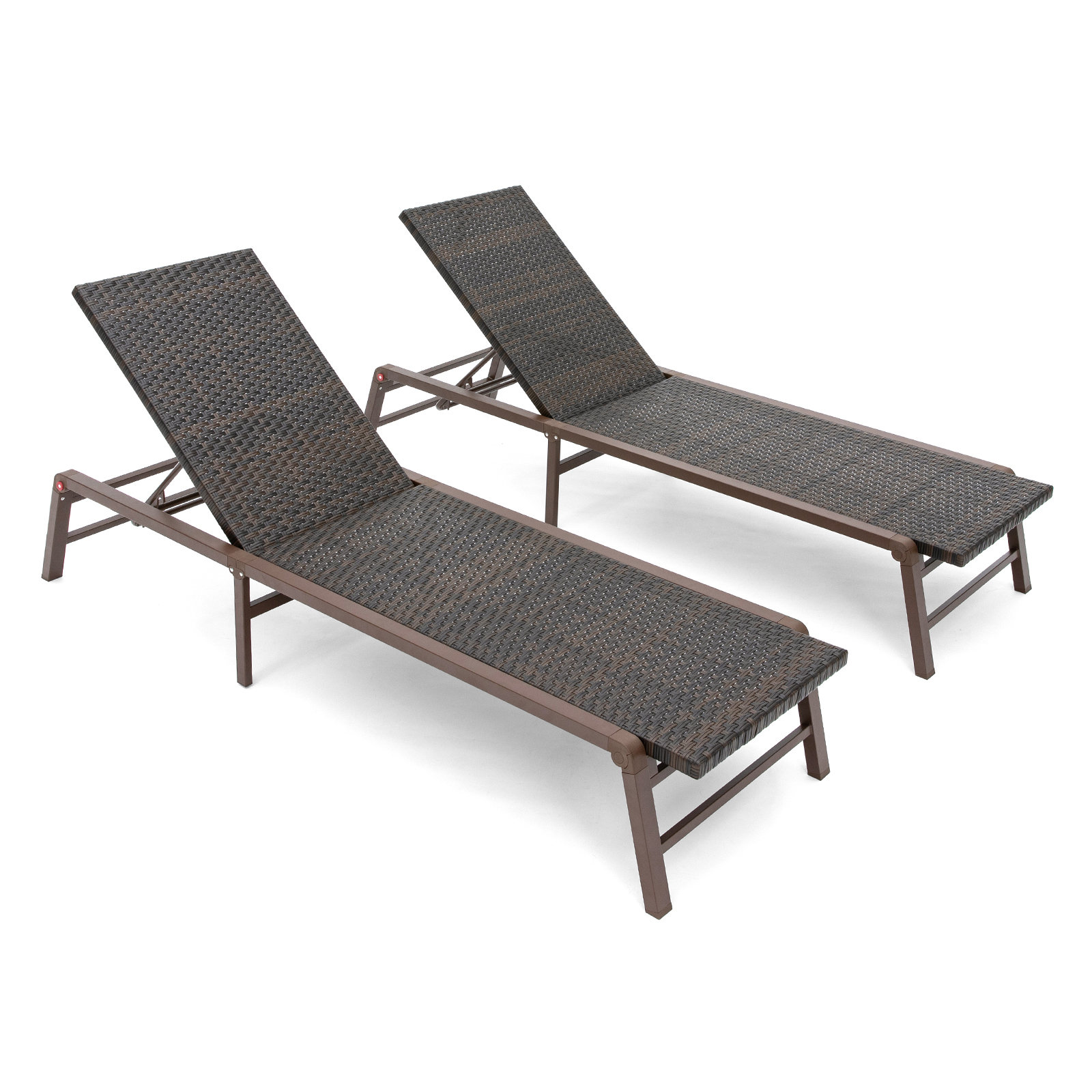 FHVIT Assemble-Free Outdoor Chaise Lounge Chair, Aluminum Rattan Wicker ...