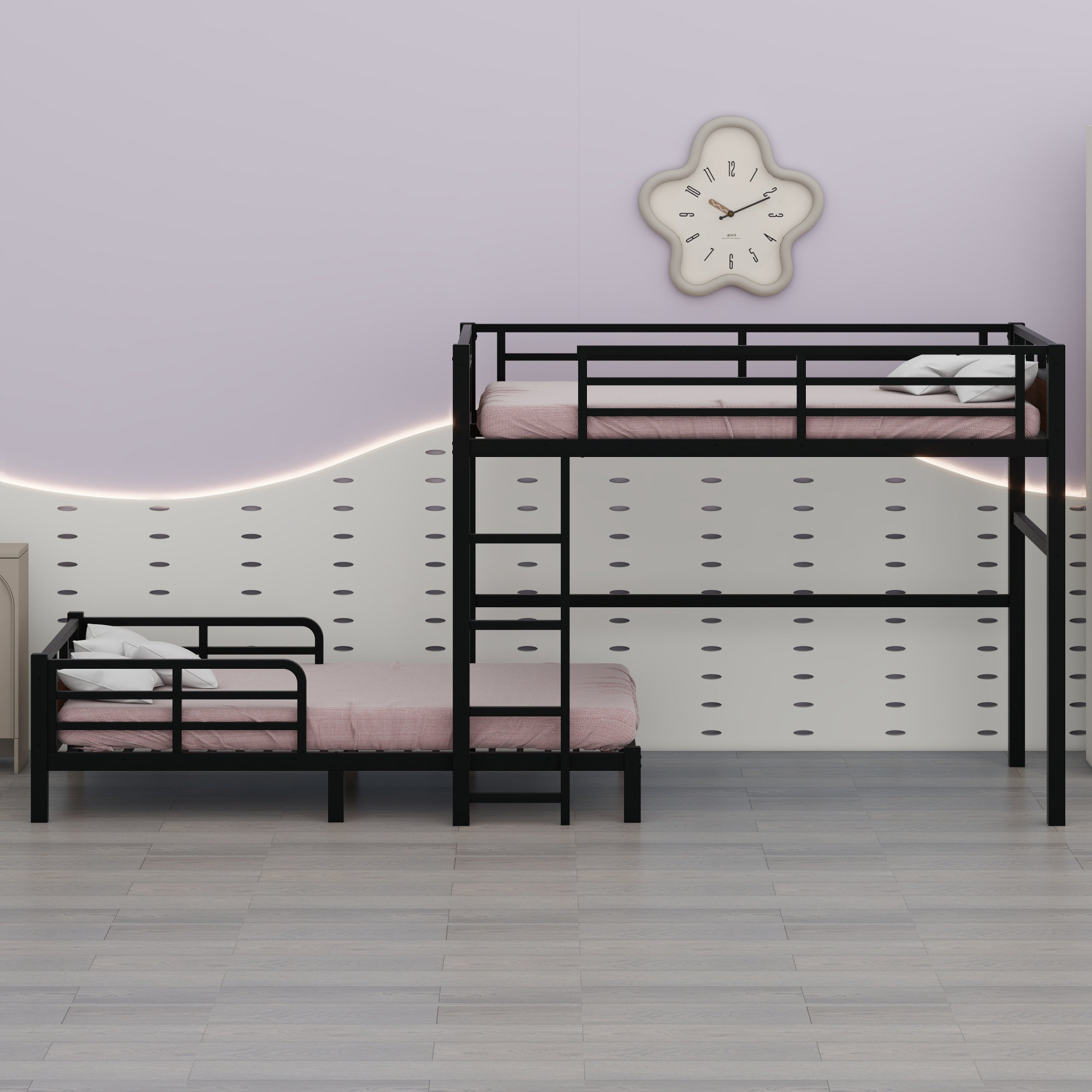 Ivy Bronx Metal Separable Bunk Beds With Raised Security Fence | Wayfair