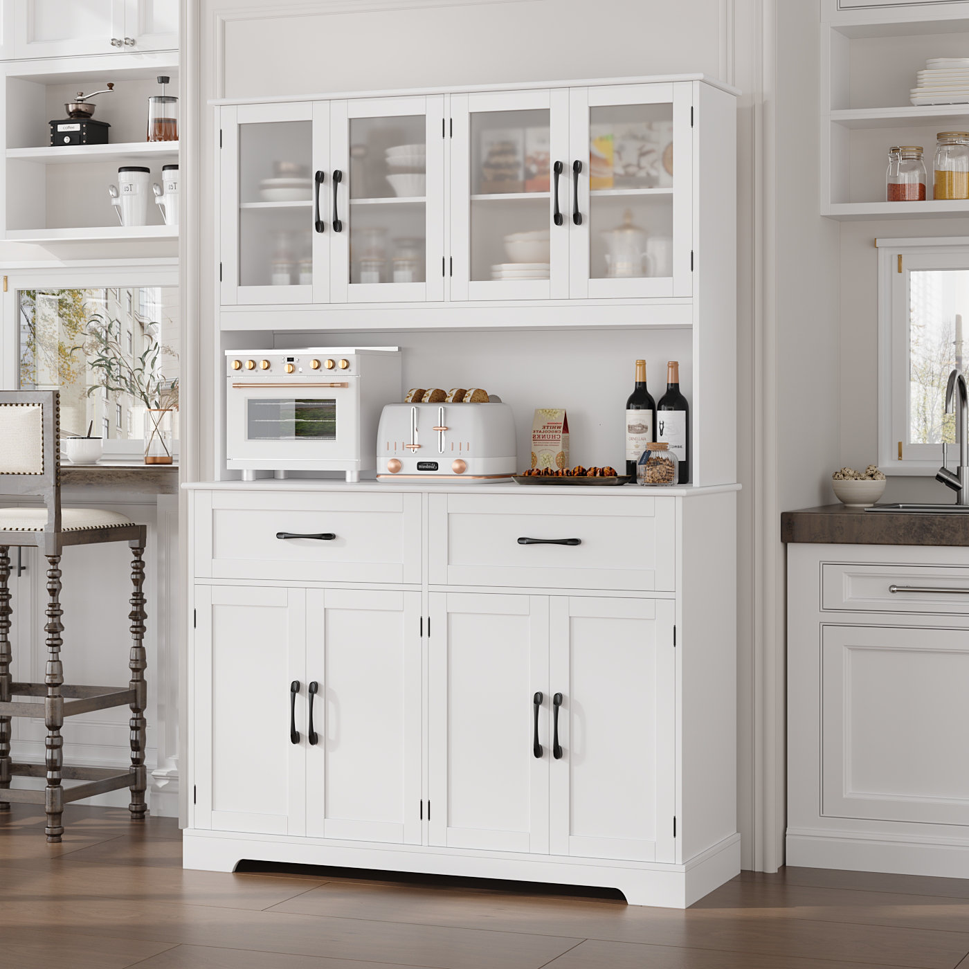 Latitude Run® Kyale 70.9" Kitchen Pantry With Microwave Shelf, Wood ...