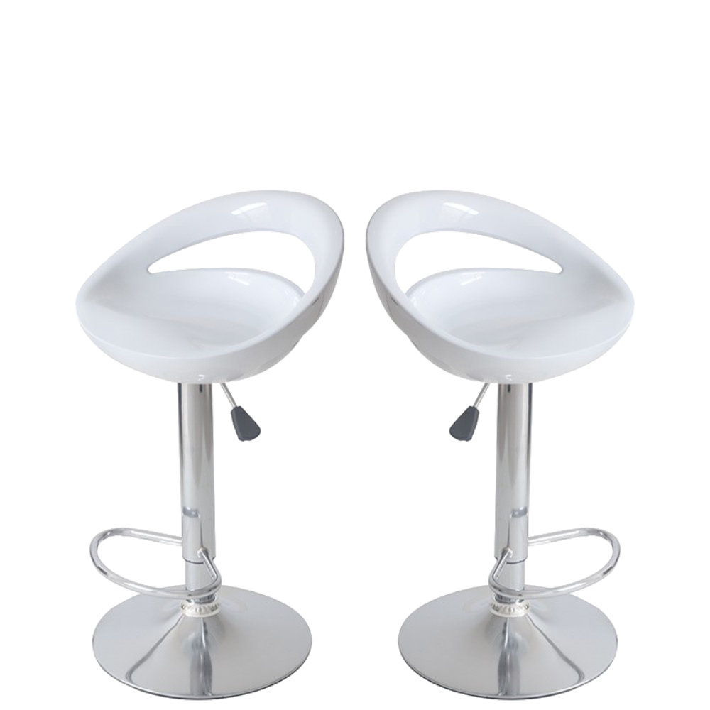 Orren Ellis Plark White Adjustable Stool With Chrome Pedestal Base ...