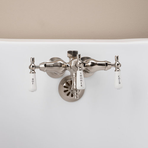 Chevington 3 Handle Wall Mounted Clawfoot Tub Faucet with Diverter ...