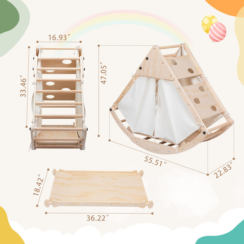 Nyeekoy Toddler 55.51'' W Indoor Wood Climber & Reviews | Wayfair