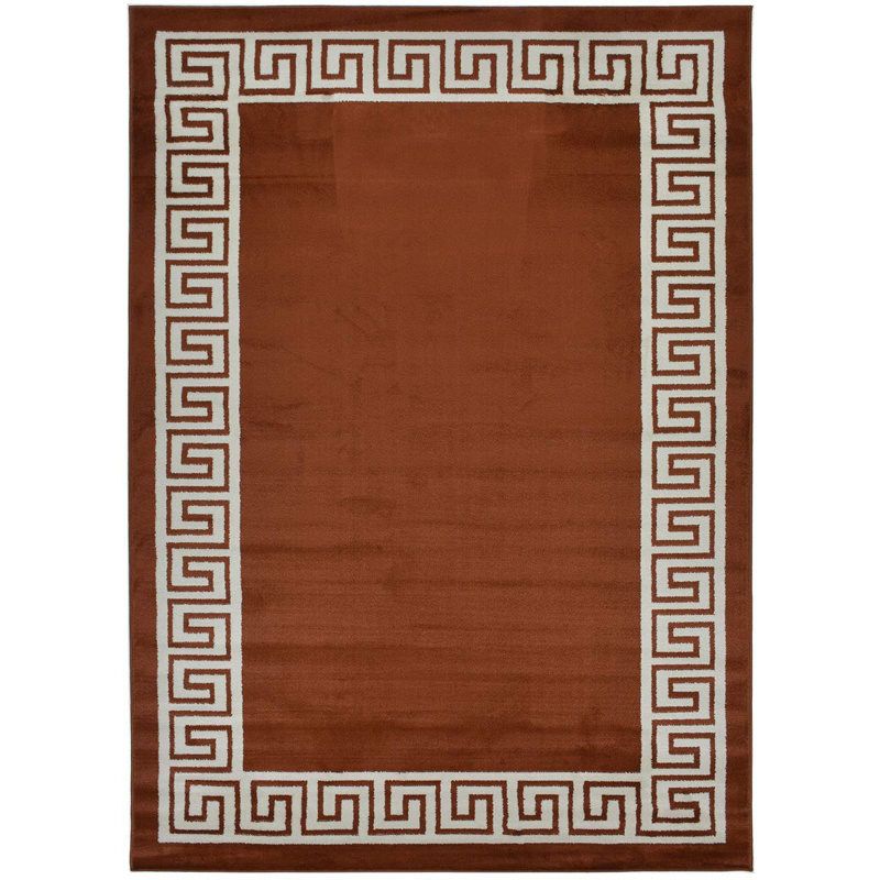 World Menagerie Greek Key Meander Bordered Area Rug | Wayfair