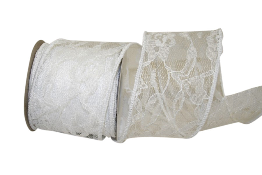 The Holiday Aisle® 2-1/2"x10yd Charlene Lace Wired Edge Ribbon | Wayfair