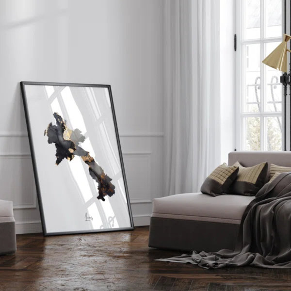 Fairmont Park Laos Map Black Wall Art Decor | Wayfair.co.uk