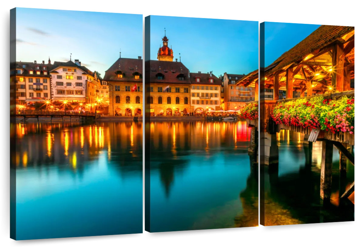 Ebern Designs Rorry Lake Lucerne At Night | Wayfair