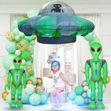 Orren Ellis 4.2FT Hanging Alien UFO Cow Abduction Inflatable Alien ...