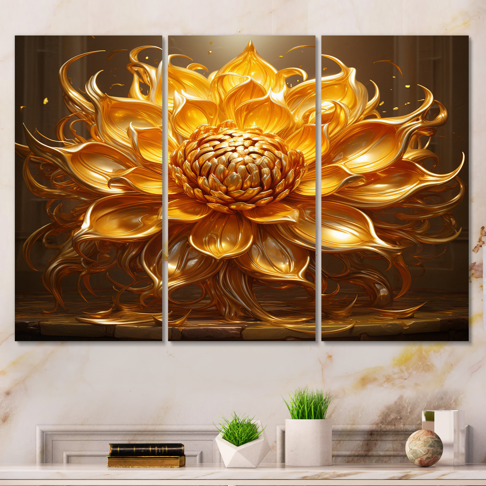 Design Art Abstract Golden Sunflower Glam Blooming III - Sunflower ...