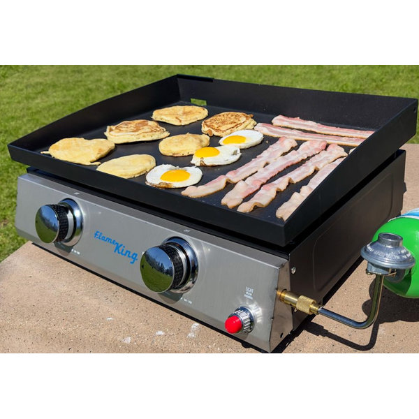 Flame King 2-Burner Propane Tabletop Heavy Duty FlatTop Cast Iron Grill ...