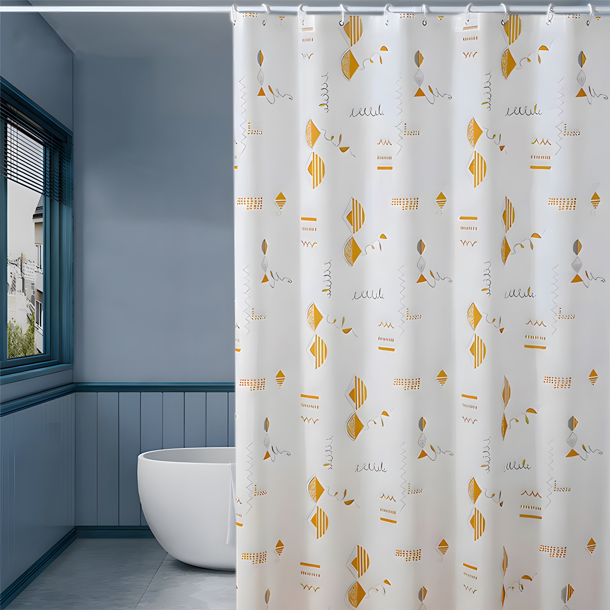 East Urban Home Faldo Geometric Shapes Shower Curtain | Wayfair
