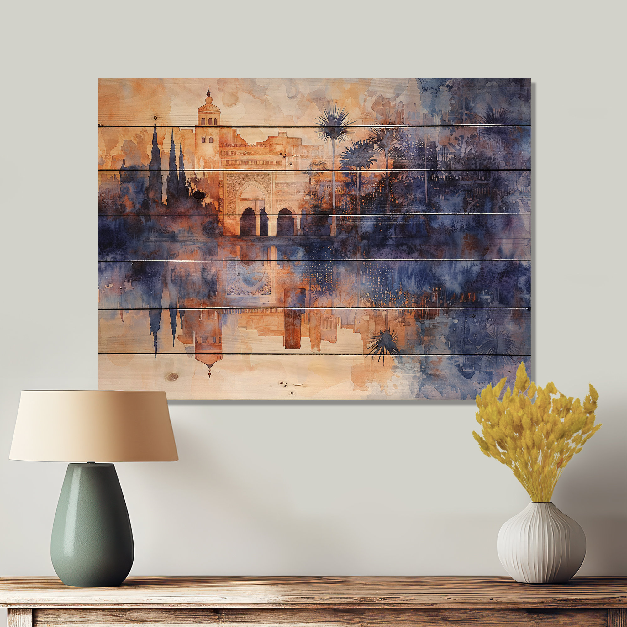 Ophelia & Co. Ottoman Mosques At Night Istanbul IV - Islam Wood Wall ...