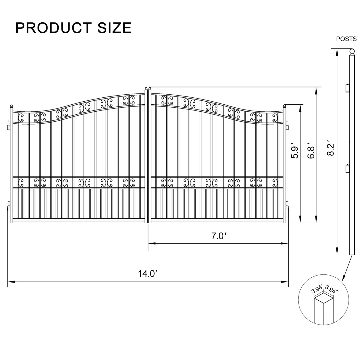SIMPOL HOME Driveway Gate, Dual Swing driveway gates, Floral Pattern ...