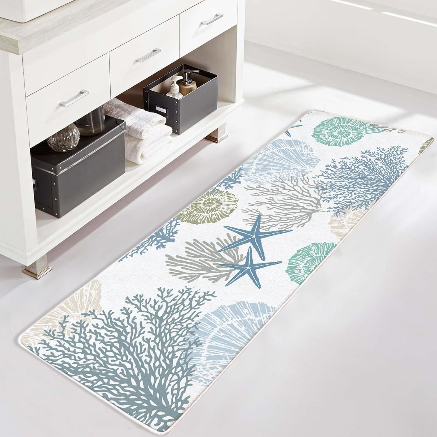 Rosecliff Heights Sea Life Bathroom Rug 16"X47" Runner Long Non-Slip ...