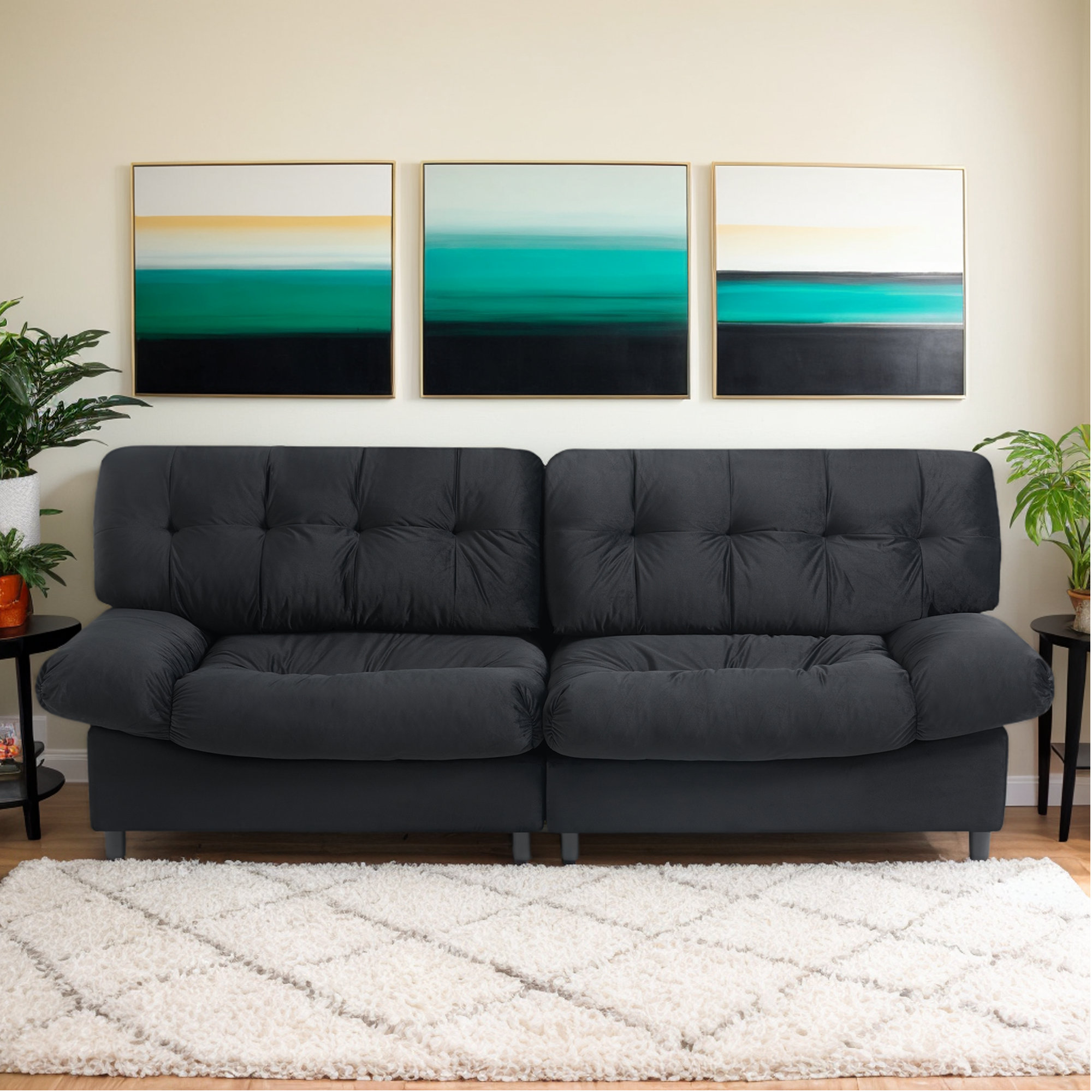 Latitude Run® 95'' Wide Tufted Loveseat Sofa Deep Comfy Couch | Wayfair