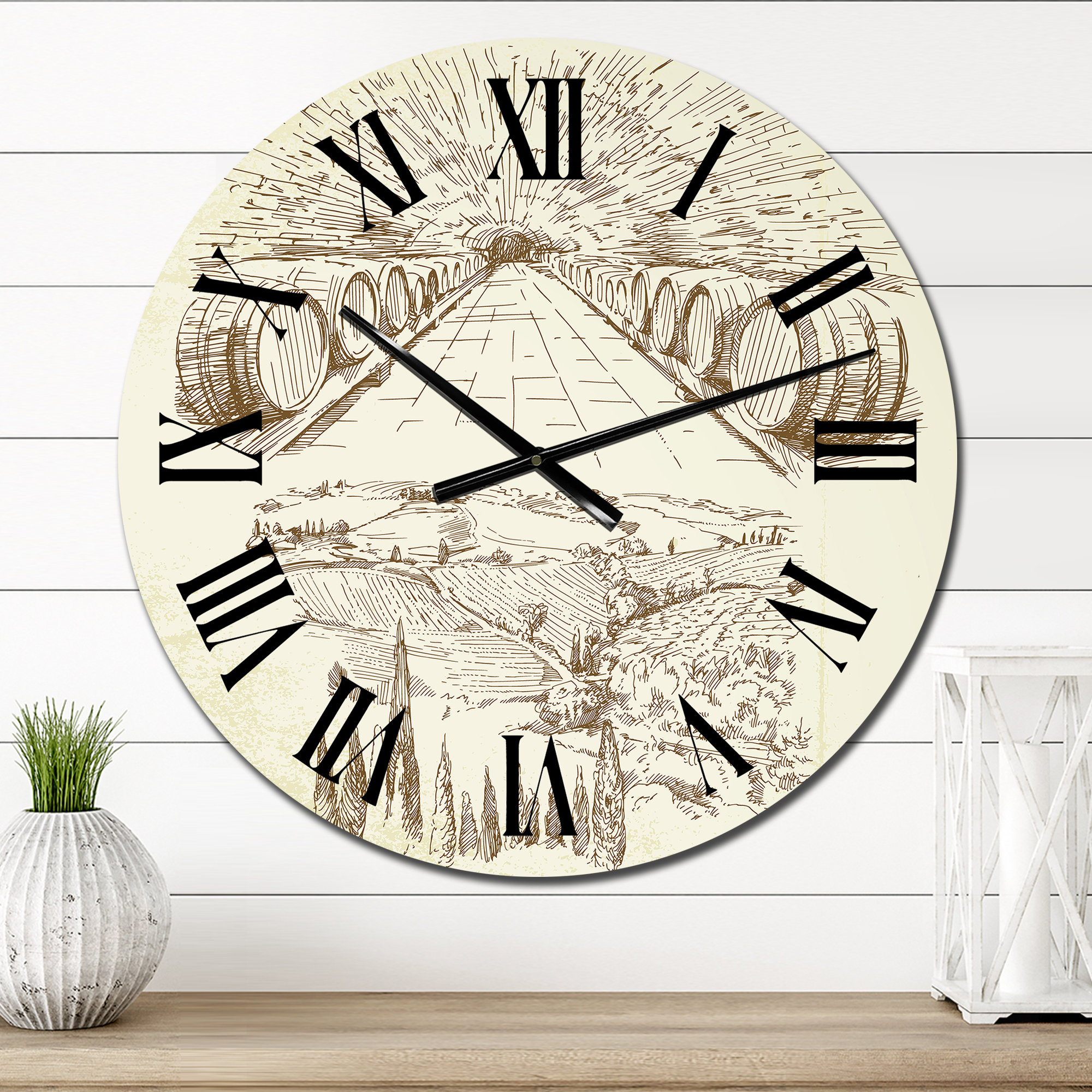 East Urban Home Vintage Road In Vineyard - Casual Wall Clock - Wayfair ...