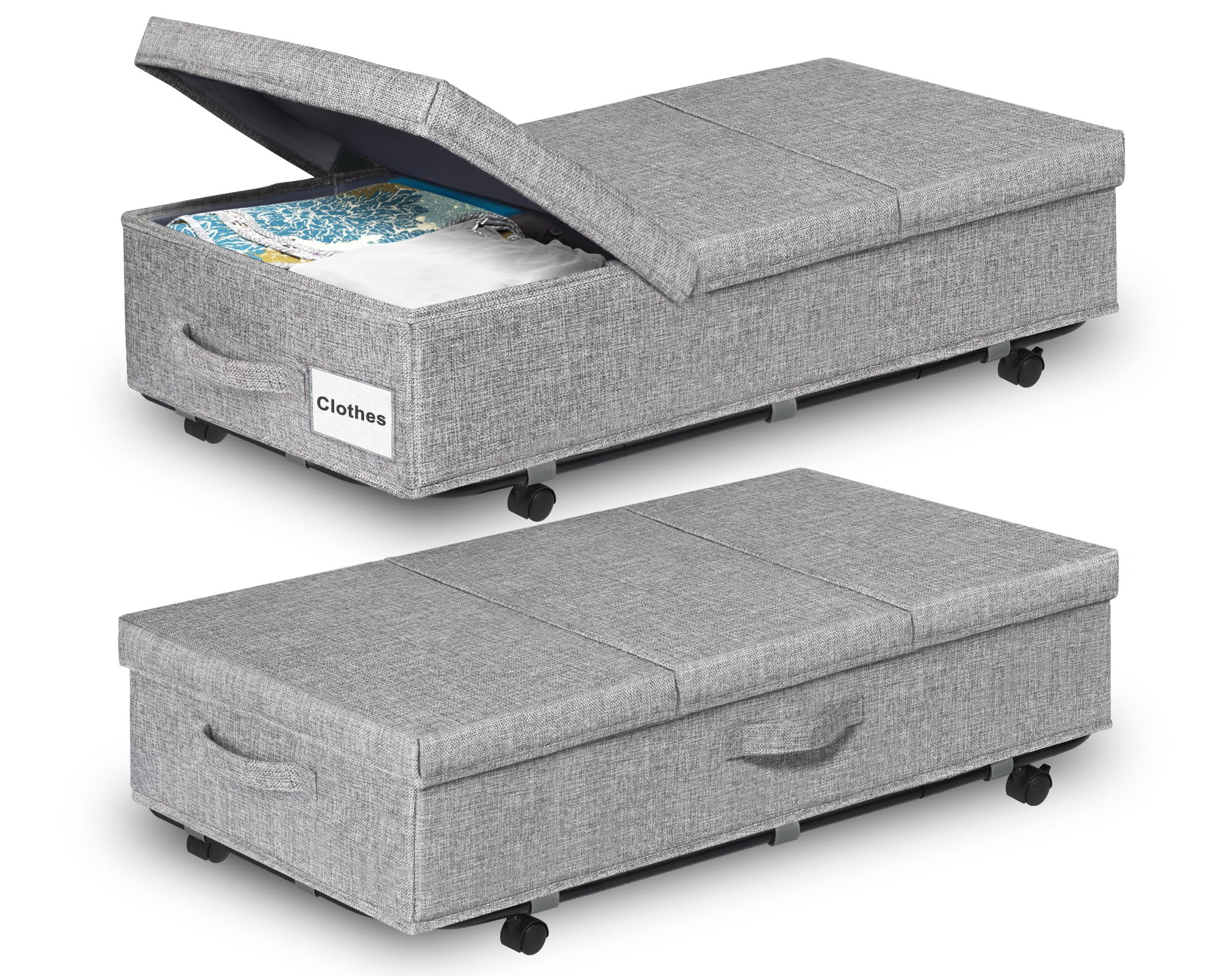 Wildon Home® Under Bed Storage With Wheels & Lid, 48L Rolling Underbed ...