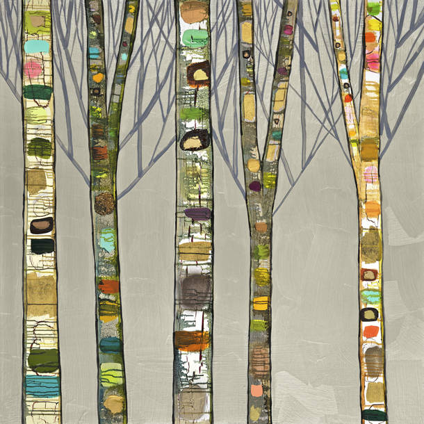 Ebern Designs " Birch Trees On Silver " by Eli Halpin on Canvas ...