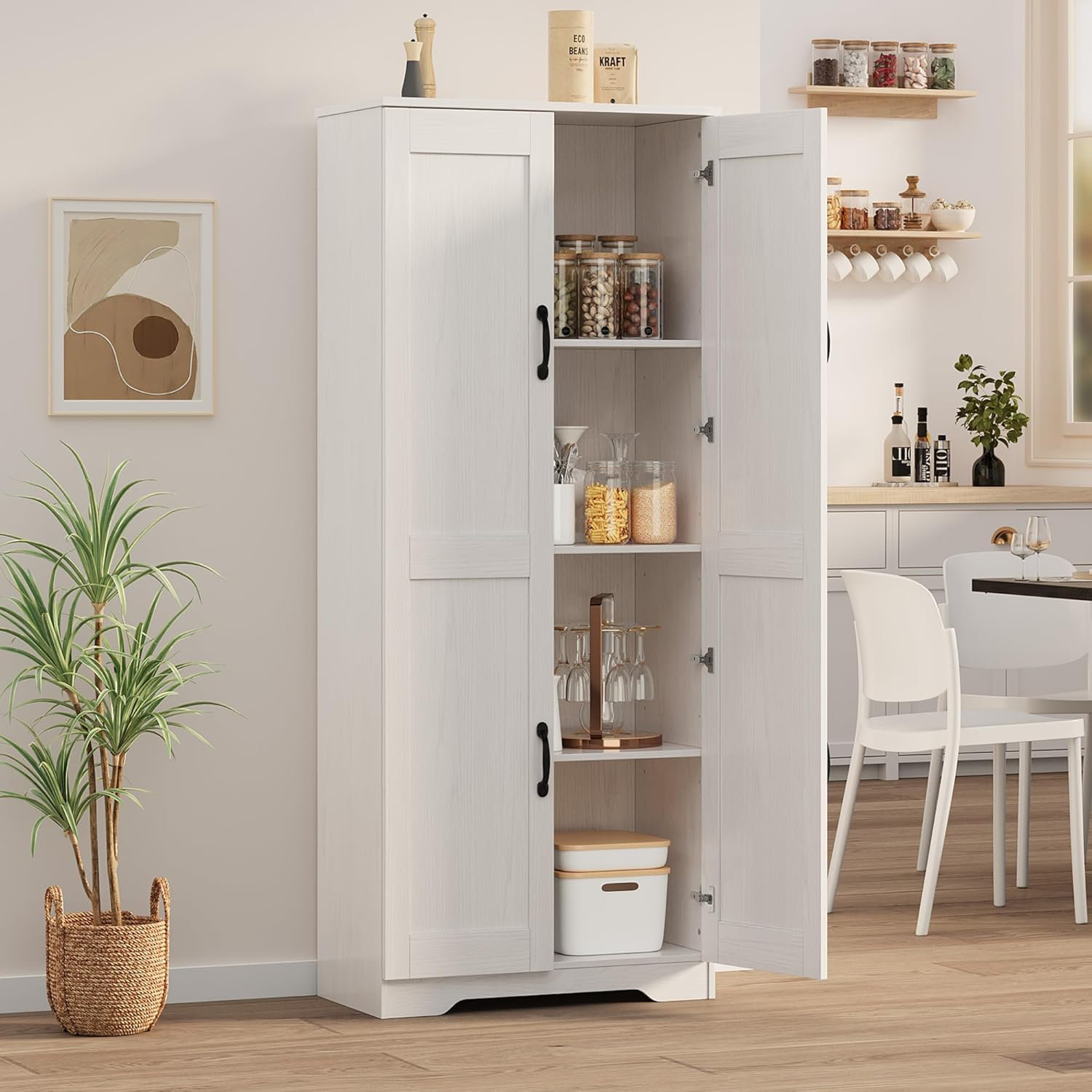 Winston Porter Junito 60“ Kitchen Pantry Cabinet, Freestanding Pantry ...