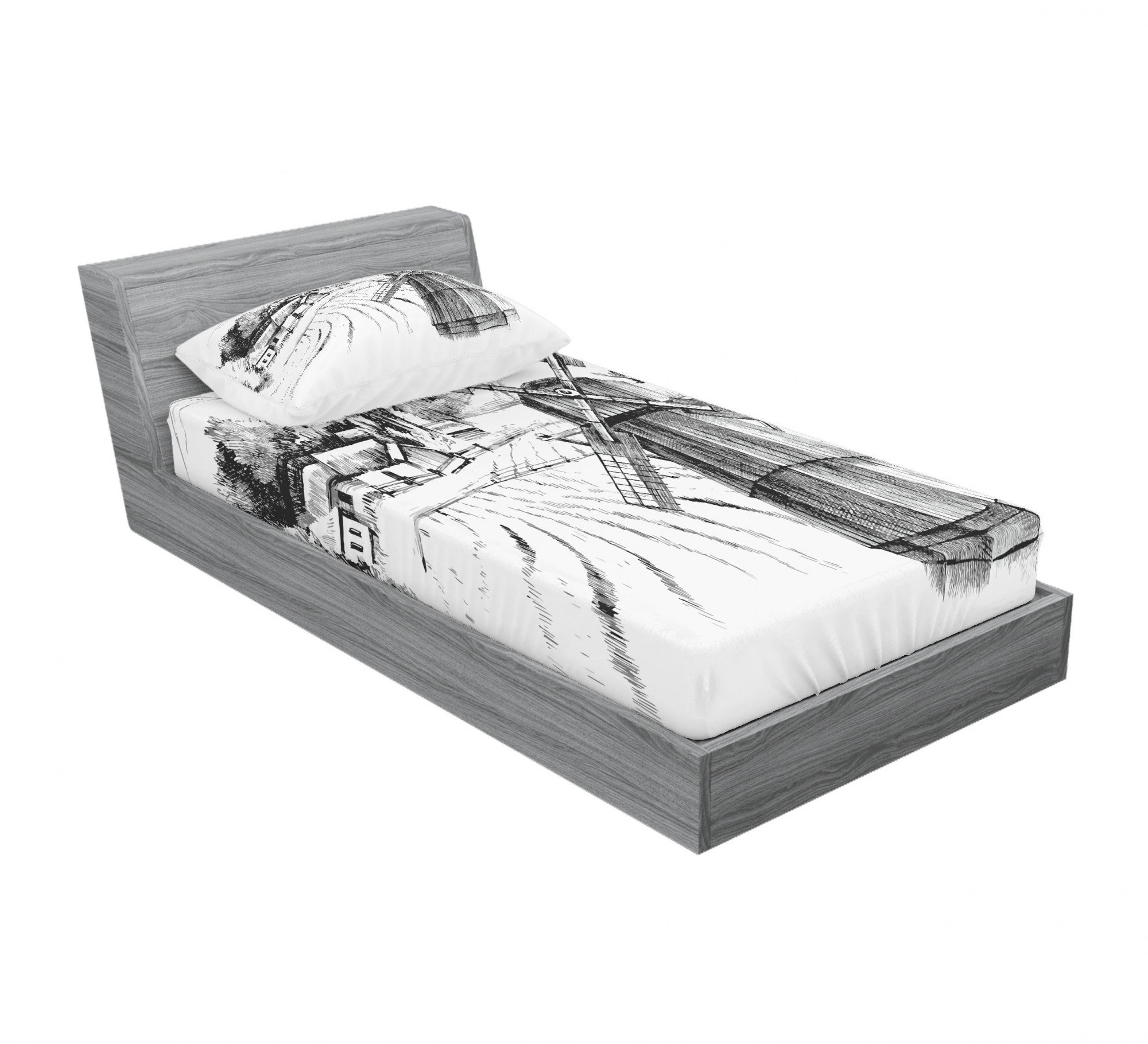 Ambesonne Hand Drawn Rural Small Sheet set | Wayfair
